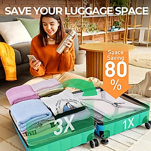 Vacuum Storage Bags for Travel, 12 Pack Small Travel Vacuum Bags with Portable Pump, Compression Bags for Travel, Vacuum Travel bags for Luggage, Vacuum Seal Bags for Clothing, Travel Essentials