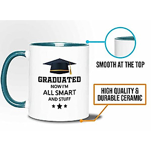 Flairy Land Graduation 2Tone Green Mug 11oz - All Smart and Stuff - Graduation Gifts for Her Senior Graduation College Student College Graduate Classmate MBA Grad