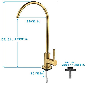 HogarDeco Drinking Water Faucet, Kitchen Beverage Faucet in 304 Stainless Steel, Non-Air-Gap Pure Water Filter Faucet for Sink, Fit for Reverse Osmosis Water Purify System (Brushed Brass)