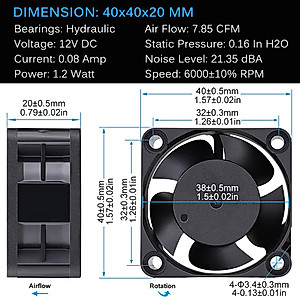 GDSTIME 40mm Fan, 12V 3Pin Fan, 40mm x 40mm x 20mm 4020 Brushless CPU Cooler (2-Pack)