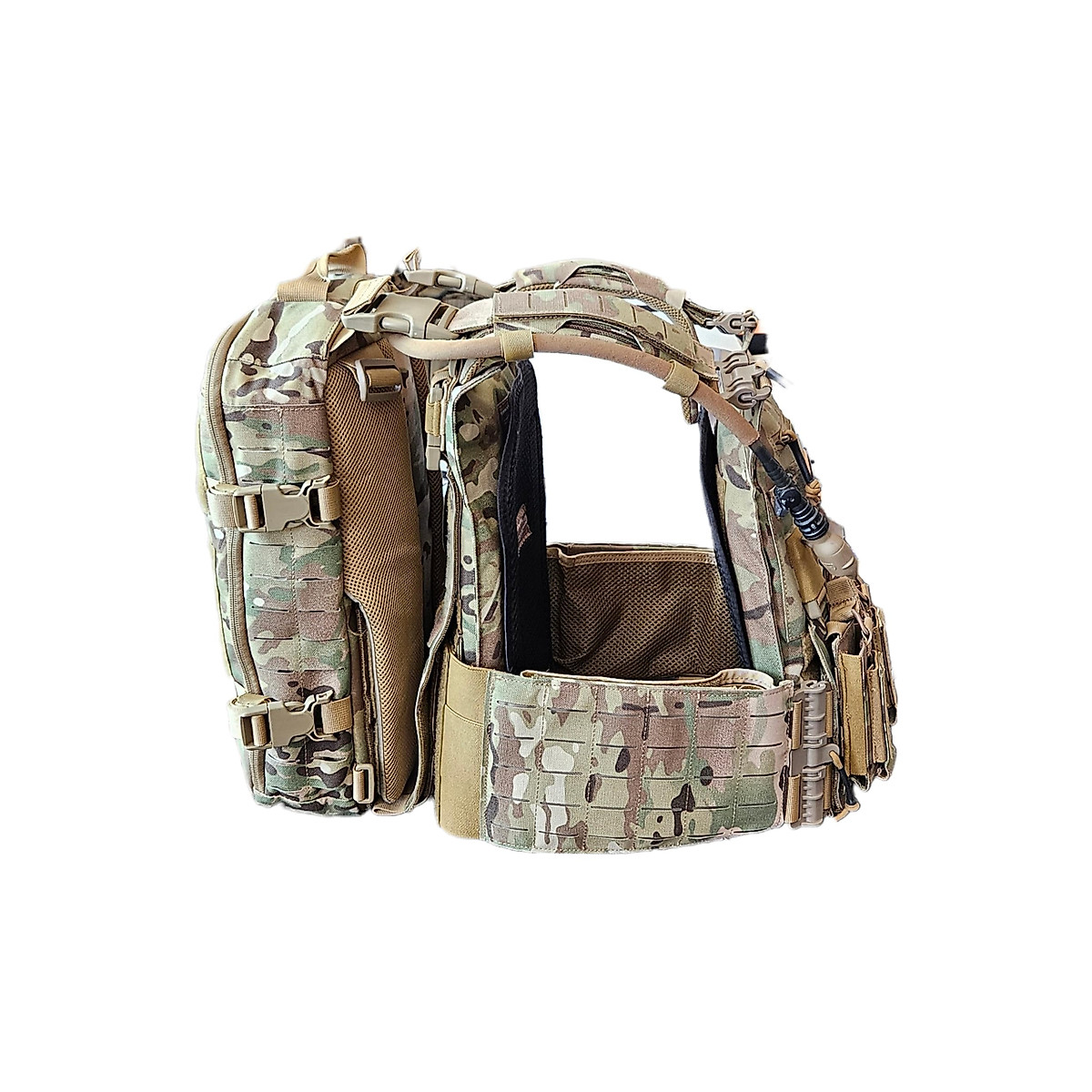 Tactical Airsoft Helmet and Gear Deployment Backpack (Brown)