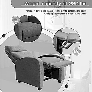 Rankok Recliner Chair Ergonomic Adjustable Single Fabric Sofa with Thicker Seat Cushion Modern Home Theater Seating for Living Room (Light Gray)