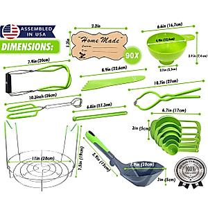 Canning kit + Canning Rack + X-Large Ladle +Measuring Cups, Canning Funnel, Tongs, Jar Lifter, Lid Lifter, Bubble Popper, 90x Labels - Canning Supplies - Canning Supplies Starter Kit