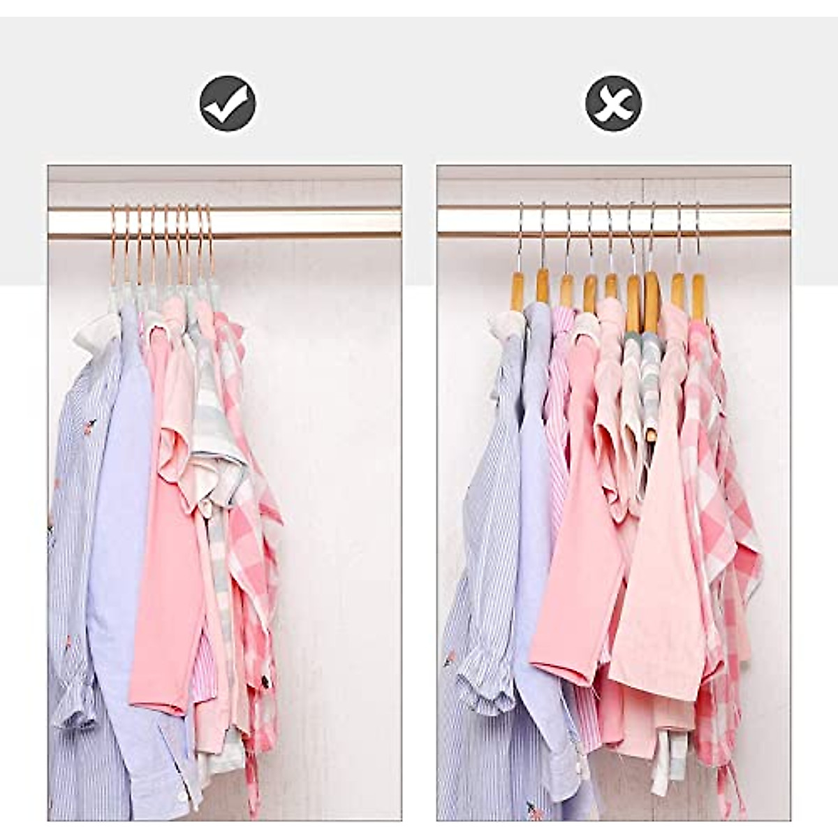 Kids Velvet Hangers Non-Slip Clothes Hangers, 11.8” Inch 50 Pack Space Saving Childrens Hangers -360° Swivel Rose Gold Hook, Strong & Durable Infant/Toddler White Hangers by TIMMY