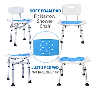 MINIVON Shower Chair Pad 9" x 14" Inch Bath Seat Cushion Anti Skid, Cover Bathroom Tub Transfer Bench, Stickable Waterproof Soft Foam Fit Bath Chair, Padded Shower Stool Seat Mat for Elderly