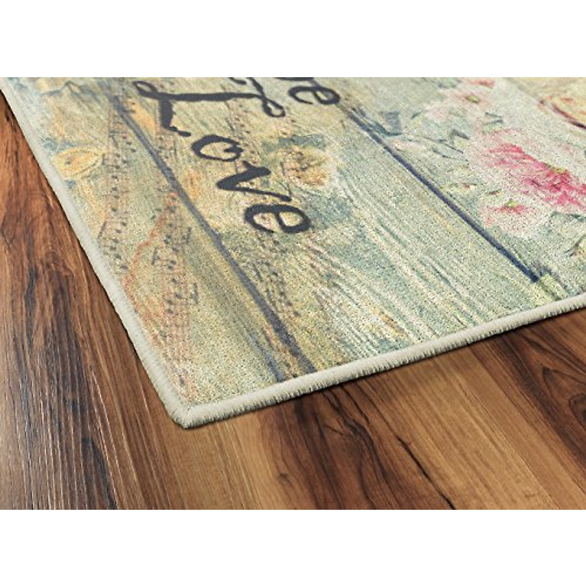 Brumlow Mills Faith, Hope, Love Vintage Floral Spring Kitchen Rug, Living Room or Bedroom Mat, Bathroom, and Entryway Rug, 1'8" x 2'10", Beige