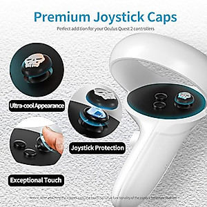 Battery Covers for Oculus Quest 2 Controller, TanReginal Ergonomic Design Covers for Meta Quest 2 Controller, Replacement Parts with Anti-slip Granule Texture, Premium PVC Material, 2 Joystick Caps