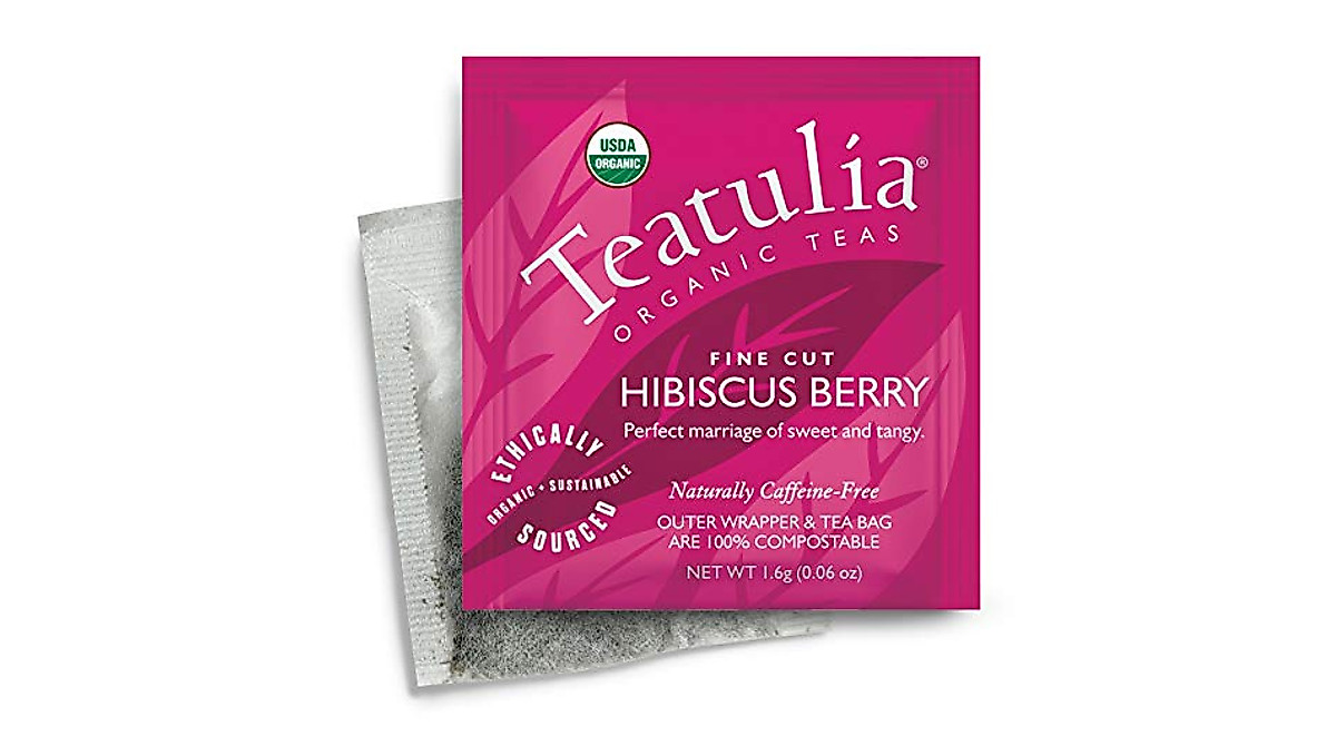 Teatulia Organic Hibiscus Berry Tea Bags - 50 Wrapped Bags