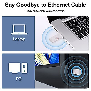 New AC1300 USB WiFi Adapter- 2.4G/5G Dual Band Wireless Network Adapter for PC Desktop, MU-MIMO WiFi Dongle, USB 3.0, Supports Windows 11, 10, 8.1, 8, 7, XP，Vista，Works with Any Router