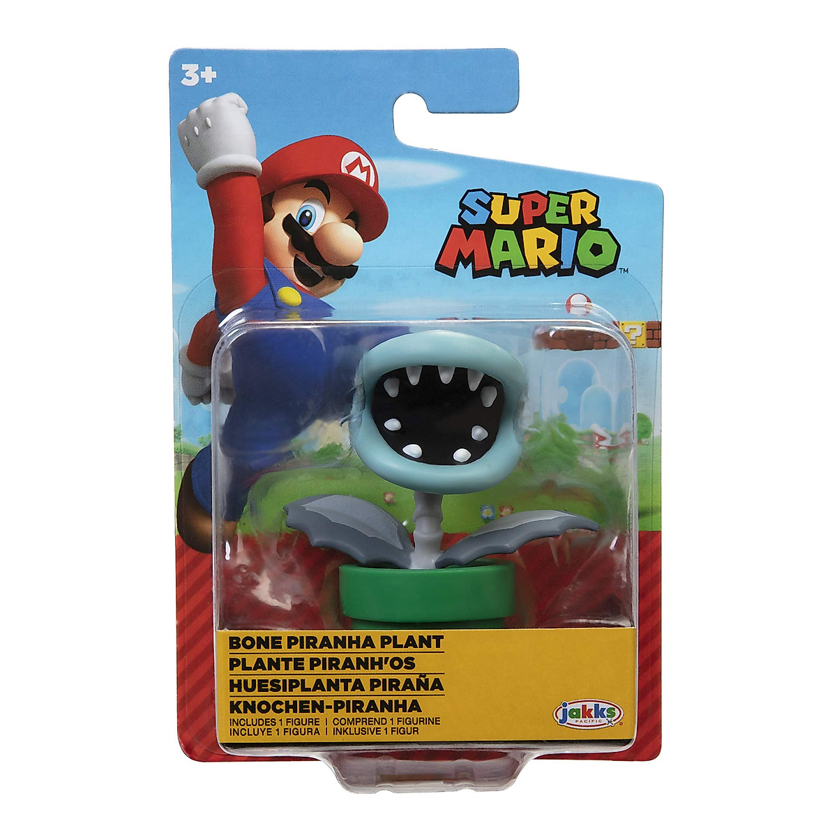 Super Mario Action Figure 2.5 Inch Bone Piranha Plant Collectible Toy