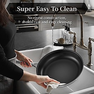 Stainless Steel Frying Pan Set,8inch&9.5inch&11inch Nonstick Ceramic Frying Pan with Lid Non Toxic Healthy Ceramics Egg Pan Omelet Pans,Kitchen Cooking Pan Compatible W/All Cooktops PFOA Free