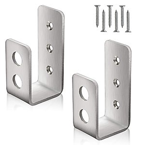 2x4 Door Barricade Brackets (2 pcs) | Drop Open Bar Holder Marine Grade Stainless Steel U Bracket for 2 by 4 Lumber as Security Door Reinforcement, Door Jammer, Barn, Shed, Garage, Gate