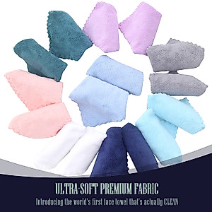 16 Count Premium Makeup Remover Cloths- Super Soft Not Wear Skin - 8×8 Inches - Highly Absorbent Microfiber Coral Velvet Fingertip Face Towels Washcloths for Hand and Make Up, Quick Dry- Multicolor
