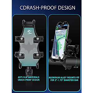 UTV Phone Mount, 360°Rotation ATV Phone Holder Easily Install on 1.75-2" Roll Bar, One Hand Operation Phone Carrier, 8 Claws and Aluminum Alloy Sturdy to Hold 4.7"-7.1" Devices for UTV, SXS
