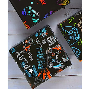 Titiweet Gaming Wrapping Paper - Birthday Wrapping Paper for Boys, 12 Sheets Video Game Wrapping Paper for Pokemon/Minecraft/Mario/Fortnite Lover, 20 x 28 Inches Per Sheet