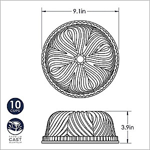 Nordic Ware Bavaria Bundt Pan, 10-Cup, Graphite