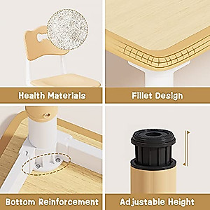 Brelley Kids Table and 4 Chairs Set, Height Adjustable Toddler Table and Chair Set, Graffiti Desktop, Non-Slip Legs, Max 300lbs, Children Multi-Activity Table for Ages 2-10