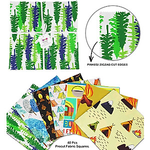 Soimoi Precut 10-inch Camping Prints Cotton Fabric Bundle Quilting Squares Charm Pack DIY Patchwork Sewing Craft- Multicolor