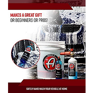 Adam’s Car Wash Kit Complete With Bucket & Grit Guard - Auto Detailing & Car Cleaning Kit | pH Best Car Wash Soap For Snow Foam Cannon, Foam Gun, Car Soap Wash For Pressure Washer