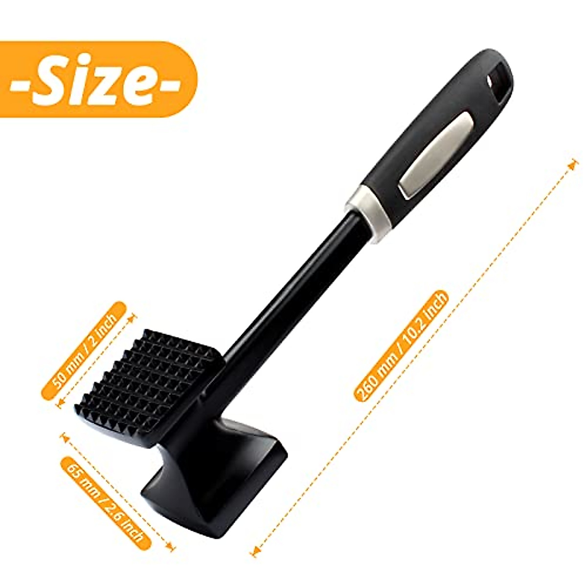 Sihuuu Meat Tenderizer Hammer Dual Sided Meat Mallet with Non-Slip Grip Heavy Duty Metal Meat Pounder Tool for Tenderizing Chicken, Beef, Poultry, Steak