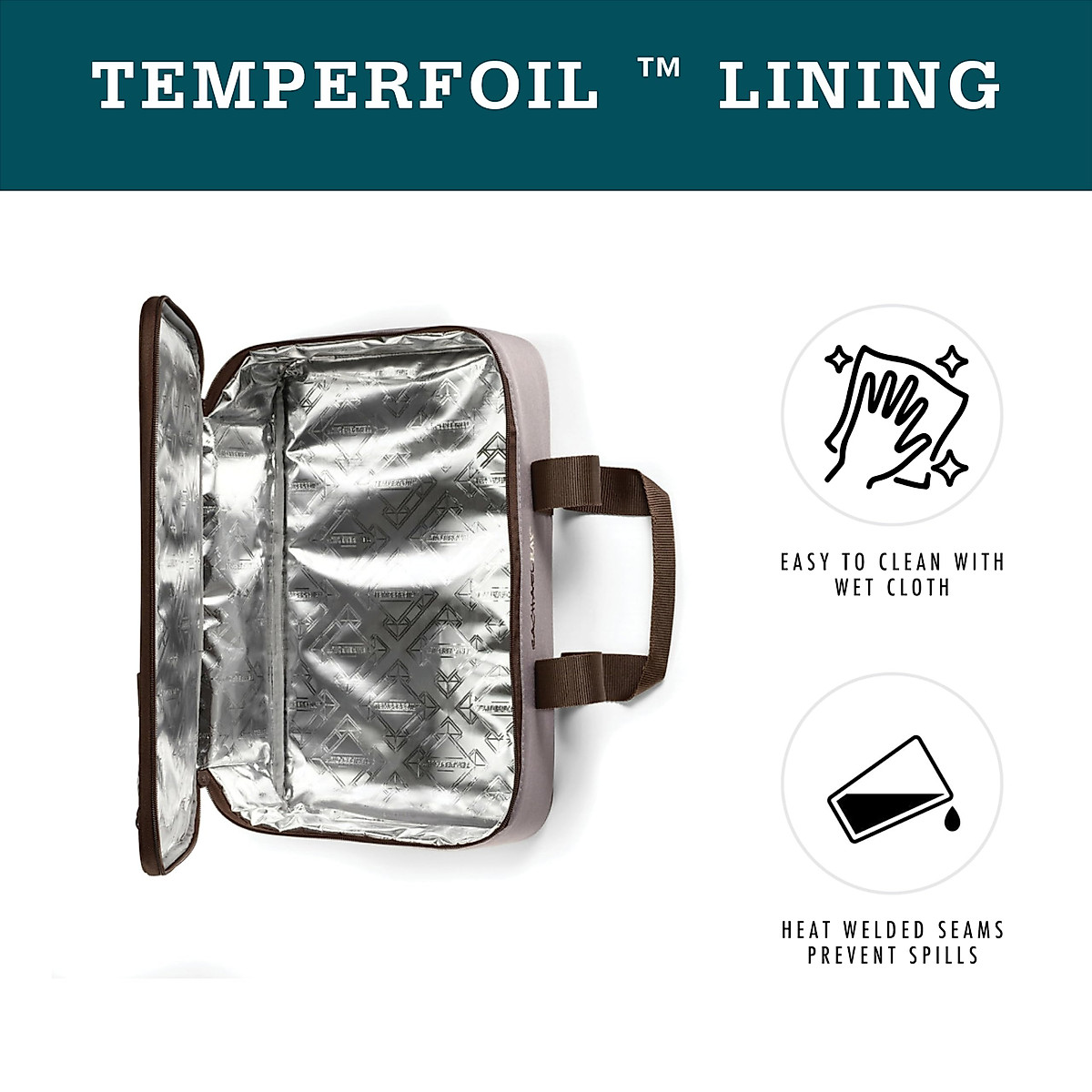 Rachael Ray Lasagna Lugger, Thermal Insulated Casserole Carrier for Hot or Cold Food, Lugger Tote for Pockluck, Parties, Picnic, and Cookouts, Fits 9" x 13" Baking Dish, Sea Salt Grey