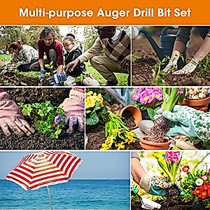 ACROTOL Upgrade Auger Drill Bit for Planting 1.6inchx9inch 2inchx16inch and 4inchx16inch, 3 Pieces Garden Auger Spiral Drill Bit for 1.6inchx9inch 2inchx16inch 4inchx16inch