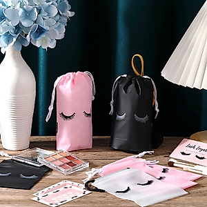 Reginary 60 Pieces Eyelash Cosmetic Bags Mini Small Lash Aftercare Bag Shampoo Bath Bags Plastic Organizer Jewelry Storage Gift Bag Pack for Travel Packaging Small Business, 3 Colors, 4 x 6 Inch