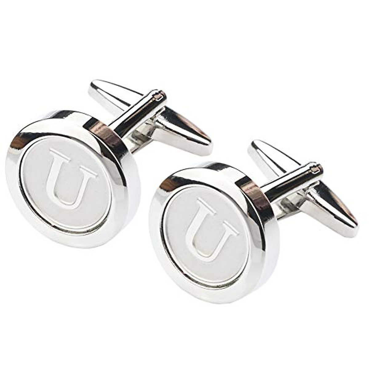 Dannyshi Mens Classic Stainless Steel Initial Cufflinks 26 Alphabet Initial Letter Cufflinks Business Wedding Shirts A-Z (U)