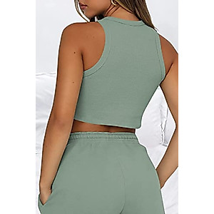 AUTOMET Womens 2 Piece Outfits Lounge Matching Sets Two Piece Linen Shorts Spring Tops Trendy Clothes Summer Vacation Resort Wear for Women 2023