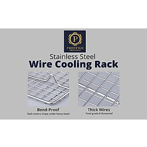 Prestige Baking Cooling Rack 11.5 x 16.5 in Cookware. Air Frying, Baking & Cooking. BPA free, food grade & thick. 100% stainless steel. Chef, professional cook approved.