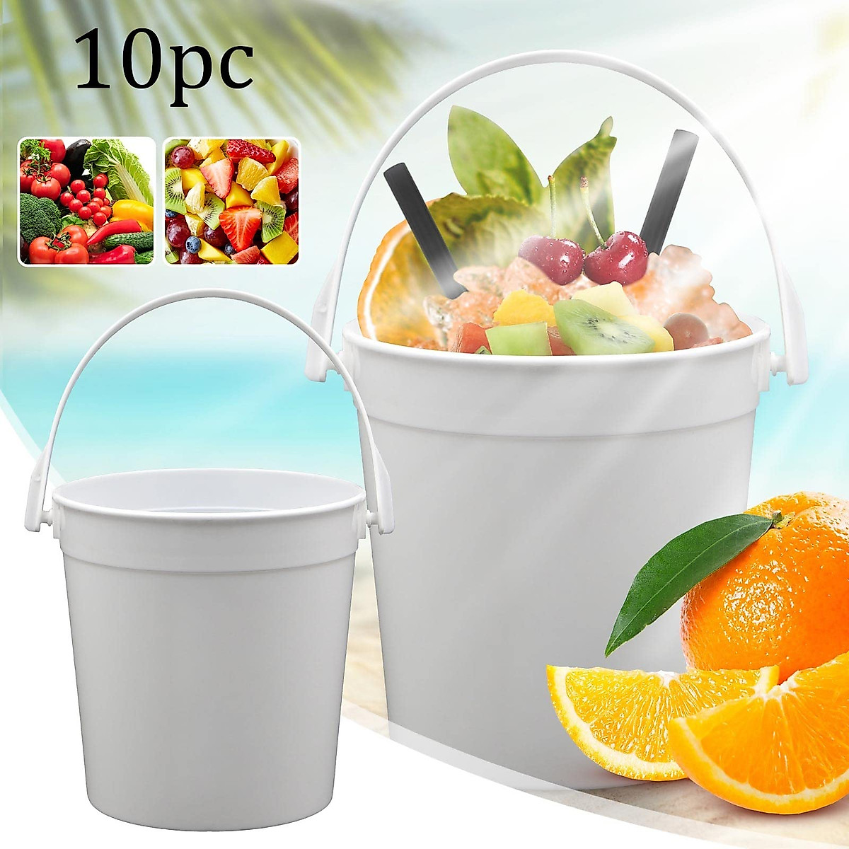 Loyilat 10Pack Plastic Cocktail Buckets For Drinks Anything But A Cup Party Ideas 32oz Reusable Punch Bowls 1 Liter Ice Bucket Smoothie Bucket Tea Glass Bottle Double Wall