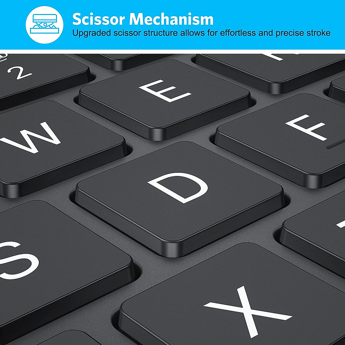 Emetok for iPad Keyboard [Aluminum Base, Big Keycap, Rechargeable], Ultra Slim Bluetooth 5.1 Keyboard for iPad 10th/9th/8th, iPad Pro 11/12.9, iPad Air/Mini/iPhone, Black