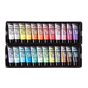 KINGART Metallic Acrylic Paint, Set of 24 Colors, 0.74 oz/22 ml Tubes with Storage Box, Rich Pigments, Non Fading, Non Toxic Paints for Artist & Hobby Painters, Art Supplies for Canvas Painting