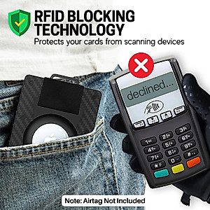 Elzama Airtag Wallet Men with ID Window & Lanyard, Slim Metal Card Case, Aluminum Cardholder with Air Tag Holder, RFID Blocking & Airtags Keychain (Apple Air tags Not Included)