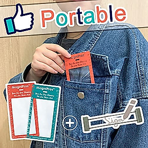 MAGDEPO Signature Writing Guide for Blind and Low Vision with 2 Pocket 3X Bookmark Magnifier for Reading Books