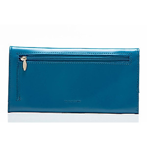 Big Skinny Women's Slimvelope Leather Tri-Fold Checkbook Slim Wallet, Holds Up to 40 Cards, Ocean Blue