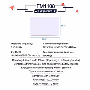 YIQing 40pcs 1K memory RFID PVC Card with 13.56MHz ISO14443A Access Control Card (Pack of 40 Pieces)
