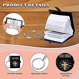 Hicarer 18 Pieces Mini Bible Keychain Miniature Holy Bible Pendant Book Keyring (Black)