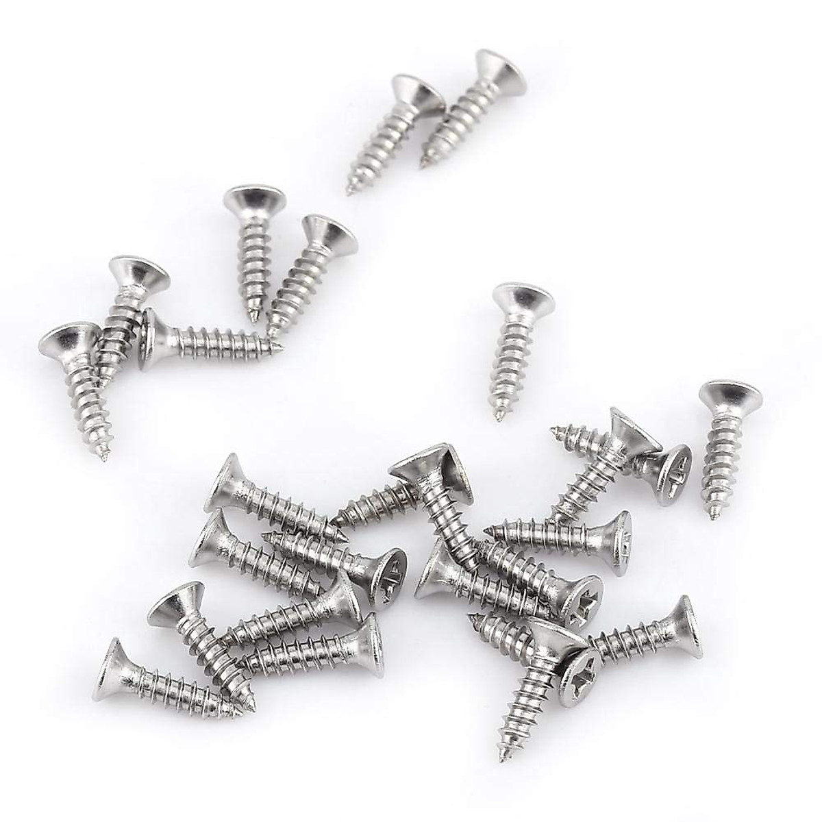 M3 Self Tapping Screws Assortment Set, Stainless Steel Phillips Wood Screws, 200pcs(Flat Head)