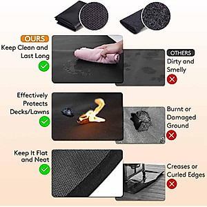 RUNZI 32" Under Grill Mat for Outdoor Grill,Double-Sided Fireproof Mat for Under fire Pit, Oil-Proof & Waterproof BBQ Protector for Decks and Patios