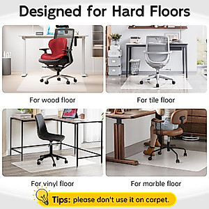 HOMEK Crystal Clear Chair Mat for Hardwood Floor, 48”x 36” Office Chair Mat for Hard Floor, 1/8” Thick Floor Protector Mat
