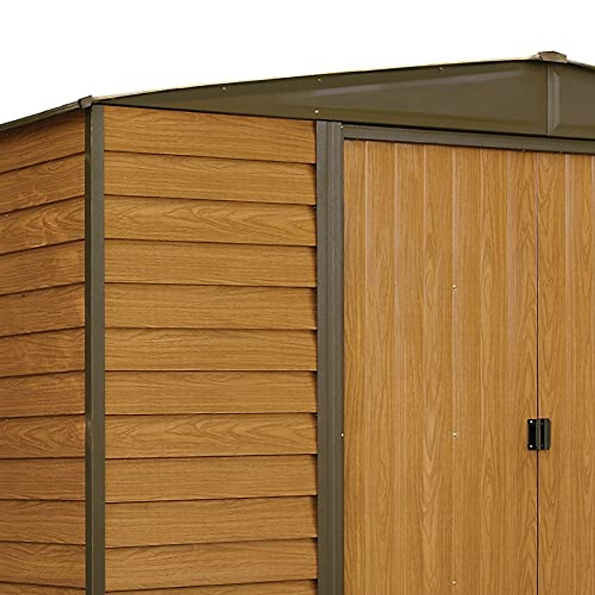 Arrow Shed WR86 Arrow Woodridge Low Gable Steel, Coffee/Woodgrain 8 x 6 ft. Storage Shed