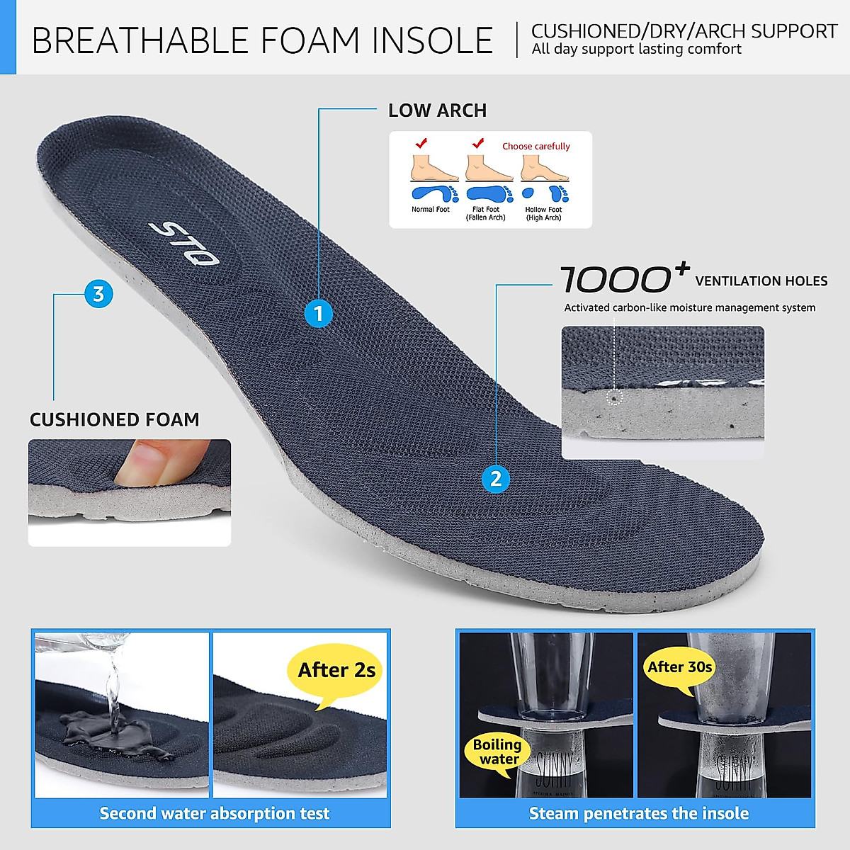 STQ Women's Slip On Walking Shoes Active Cushion Comfortable Tennis Breathable Non Slip Athletic Gym Workout Cross Training Sneakers Denim Blue US 9