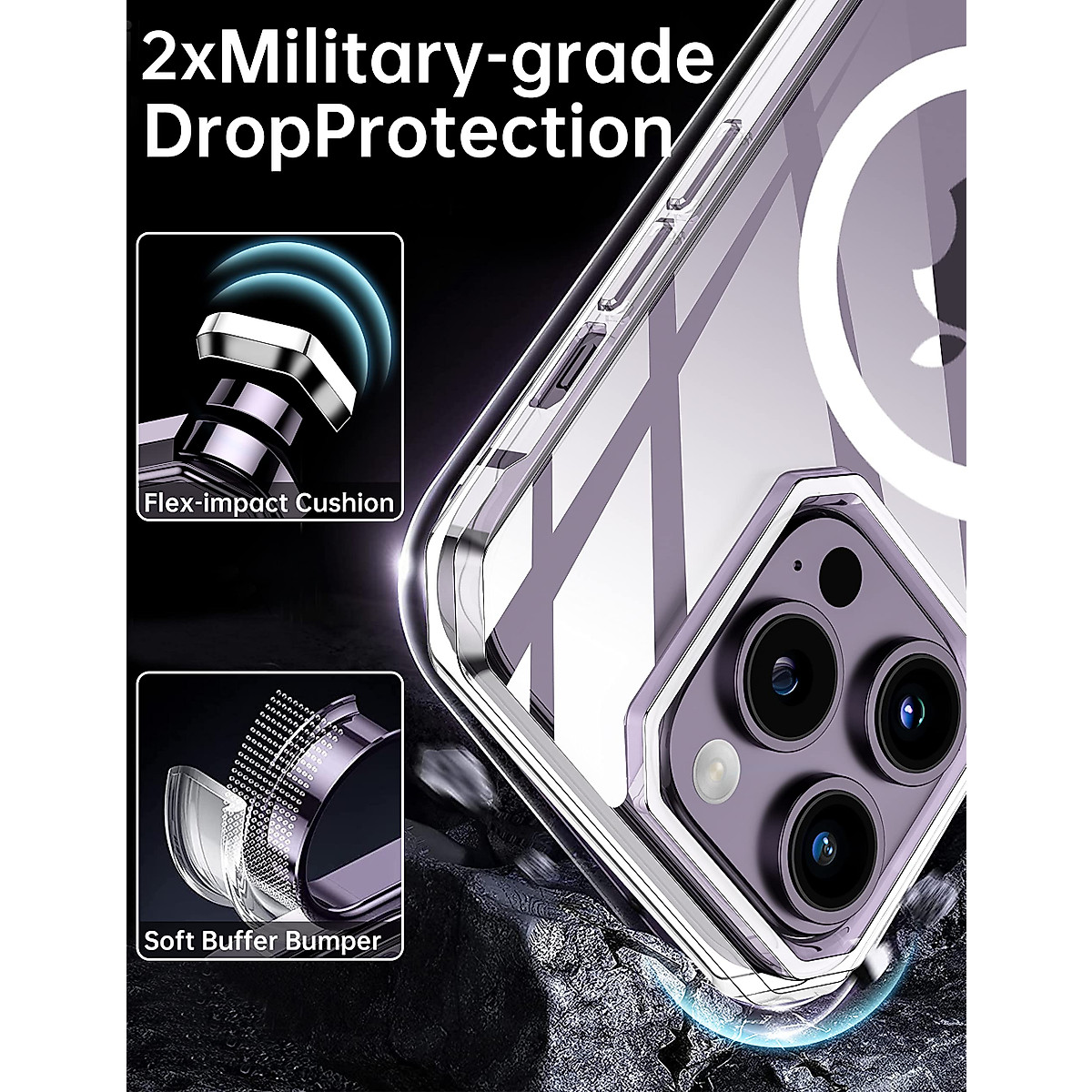 Kakalux[for iPhone 14Pro Phone case,Magnetic case for iPhone 14Pro,magsafe Compatible,with airbag Protection at All Four Corners and Military Grade Drop Protection for iPhone 14Pro(6.1'')-Clear.