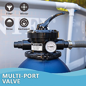 XtremepowerUS High-Flo Sand Filter Pump System 12" Filter Tank 10,000 Gallons for Above Ground Pool 3/4HP Pool Pump 2400GPH Flow