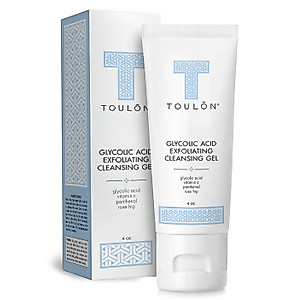 TOULON Glycolic Acid Facial Cleanser: Alpha Hydroxy Face Wash with AHA, Vitamin C & Rose Hip to Exfoliate Dry, Sensitive Skin for Women & Men