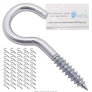 Shells 50PCS Silver Color Zinc Plated 0.78 Inch Metal Cup Hooks Round End Screw Hooks Self-tapping Screws Hooks 2#