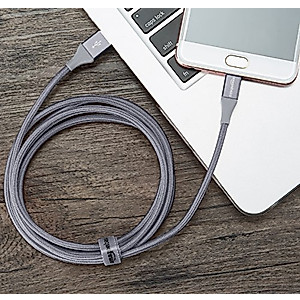 Amazon Basics Micro USB to USB-A 2.0 Fast Charging Cable, Nylon Braided Cord, 480Mbps Transfer Speed, 6 Foot, Dark Gray