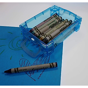 Storage Studios Advantus Super Stacker Crayon Box 8 Blue, 4, Clear, 2 Green, 2 Purple, 2 Pink 1.6 x 3.5 x 4.8 in. 61612 (18-Pack) bundled with 1 Artsiga Craft Bag