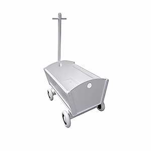 Premium Wooden Wagon STAS - Safe and Beautiful | Ideal for Weddings and Flower Girls | Color: White Fluff| Wheels: Rubber